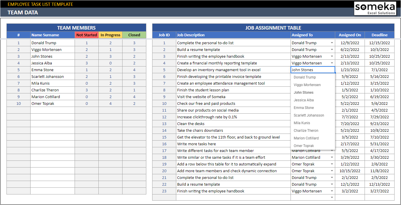 Employee Task List Google Sheets Template Team To Do List Tool Lupon 