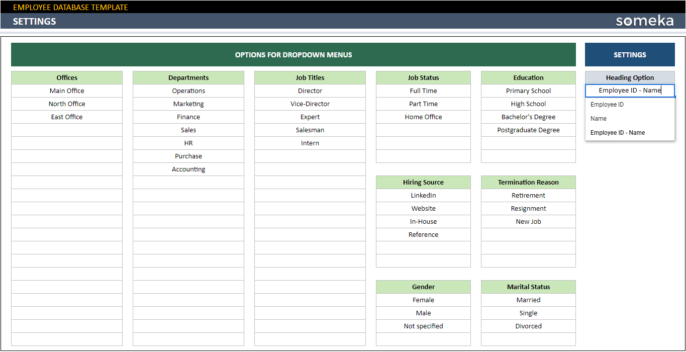 Employee Database Google Sheets Template HR Database
