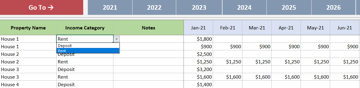 Rental Income Expenses Excel Template | Landlords Spreadsheet
