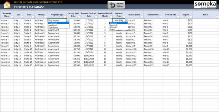 Rental Income Expenses Excel Template | Landlords Spreadsheet
