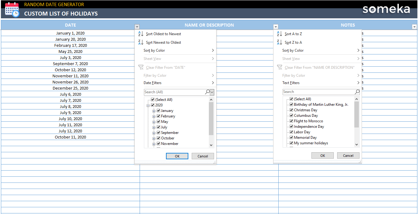 Random Name List Generator Excel