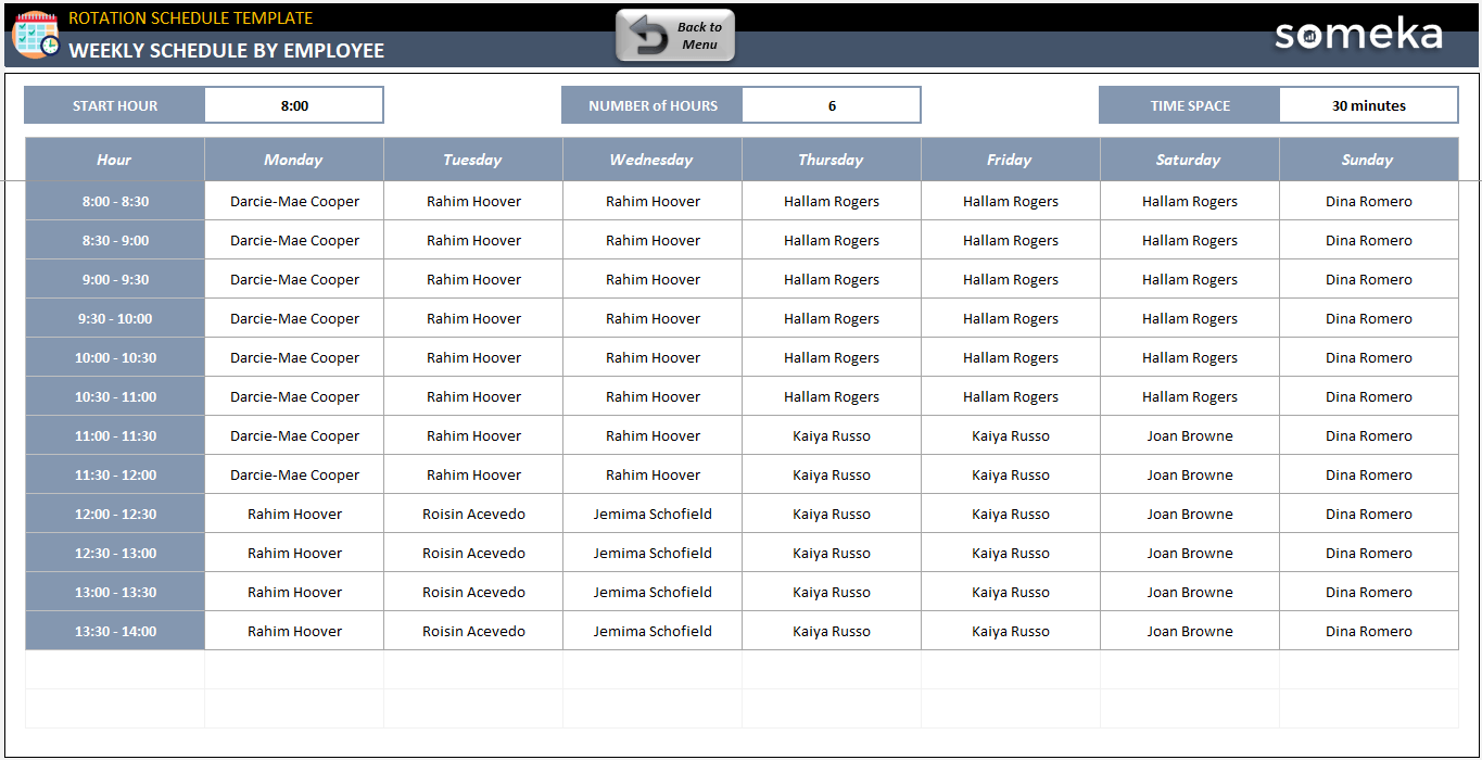 Employee Schedule Template Numbers Infoupdate