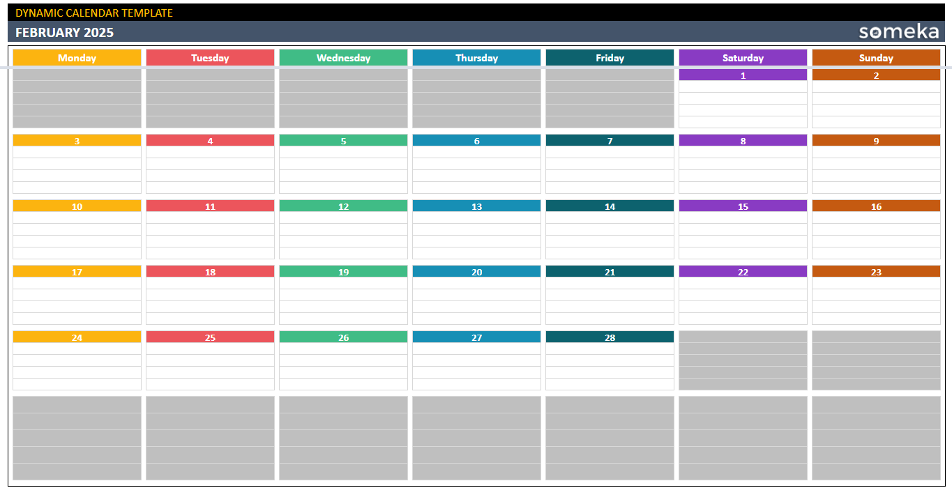 Dynamic Calendar Google Sheets Template 2024 