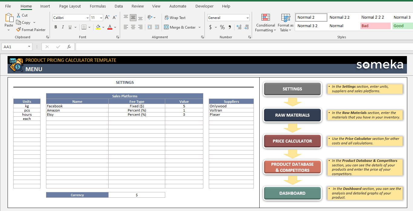 Cost Per Unit Excel Template