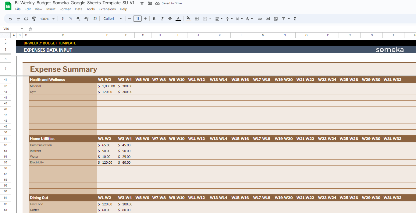 Bi Weekly Budget Template Google Sheets Online Budget Planner