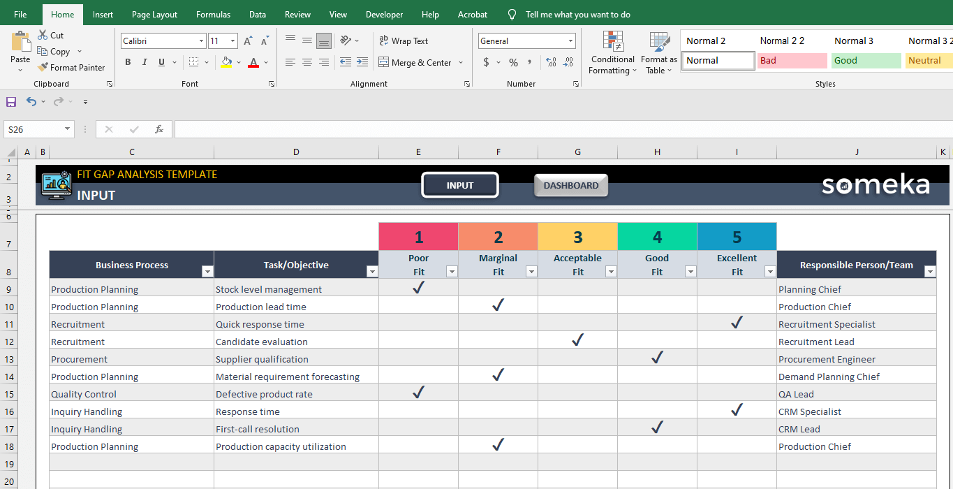 Fit Gap Analysis Template Instant DOWNLOAD 