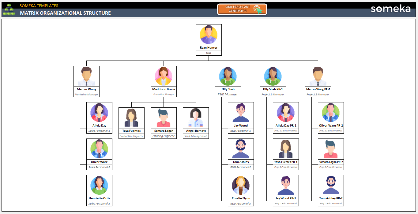 Matrix Organizational Structure Free Template 