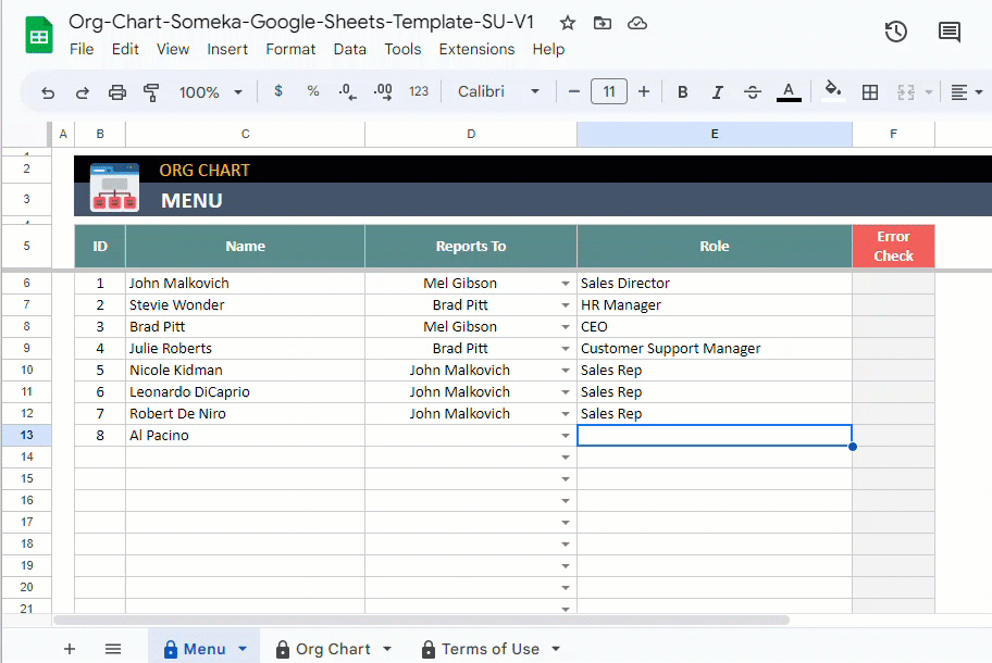 Org Chart In Google Sheets Step by step Guide Template
