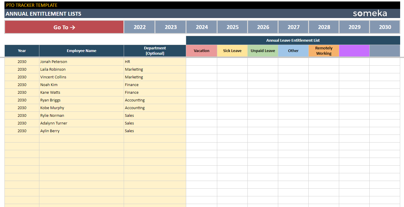 PTO Tracker Google Sheets Template Personnel Leave Tracking