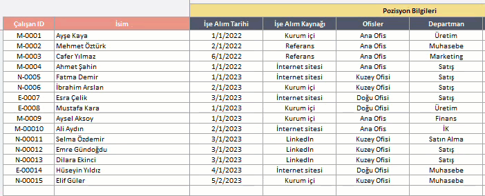 Personel Listesi Excel Şablonu | Dinamik Çalışan Veritabanı