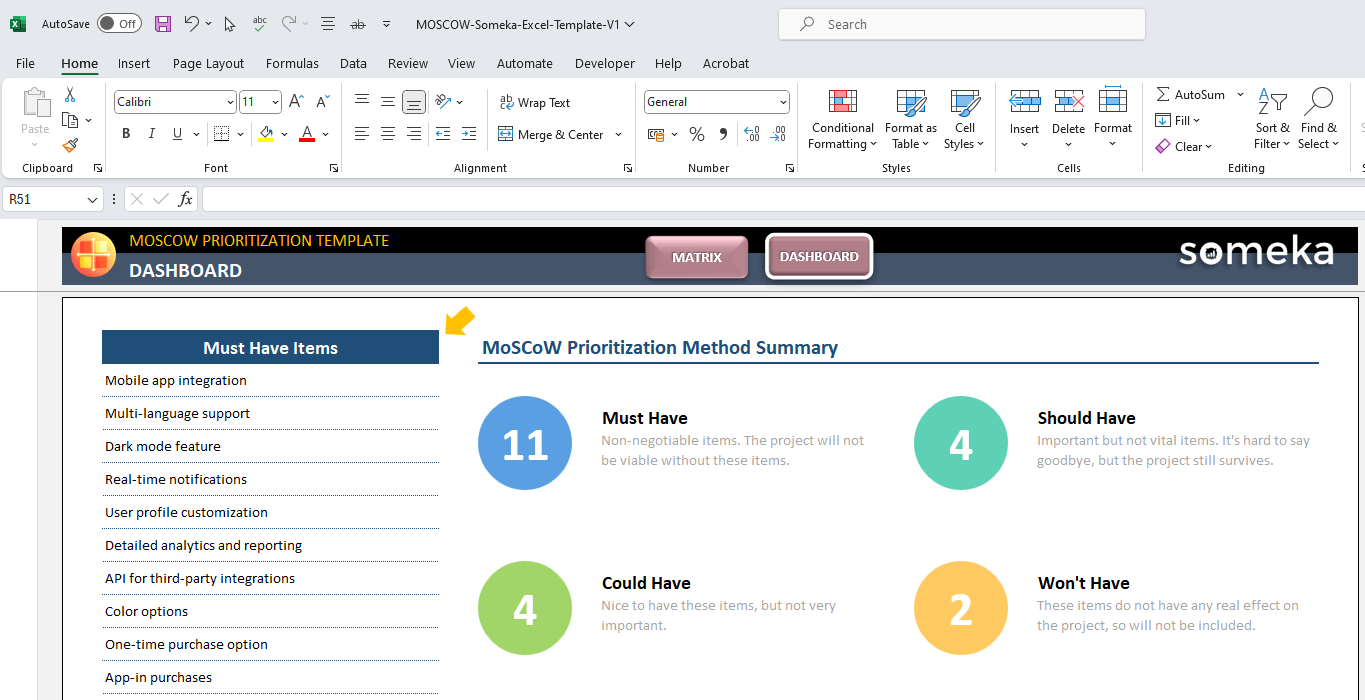 MOSCOW Prioritization Template In Excel MoSCoW Matrix MOSCOW Prioritization Template In Excel MoSCoW Matrix
