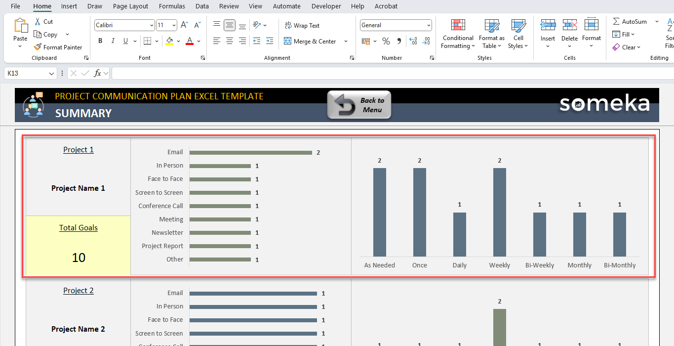 Project Communication Plan Template for Excel
