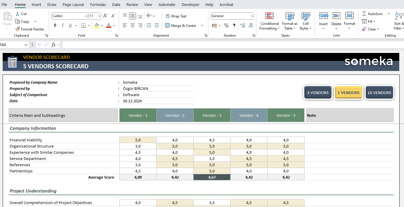 Vendor Scorecard Excel Template | DOWNLOAD NOW!