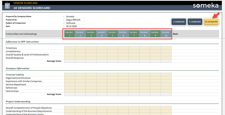 Vendor Scorecard Excel Template | DOWNLOAD NOW!