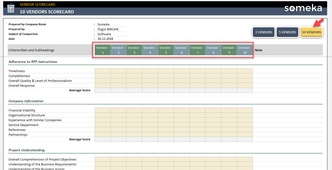 Vendor Scorecard Excel Template | DOWNLOAD NOW!