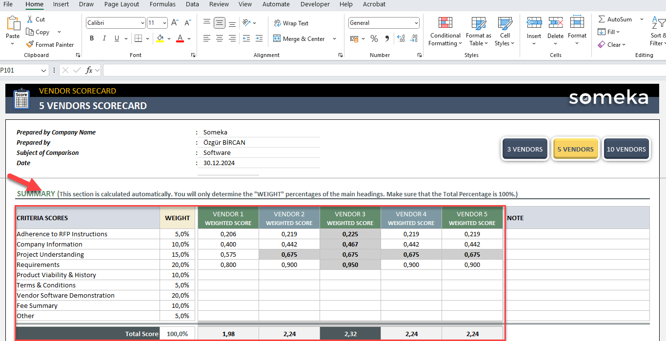Vendor Scorecard Excel Template | DOWNLOAD NOW!